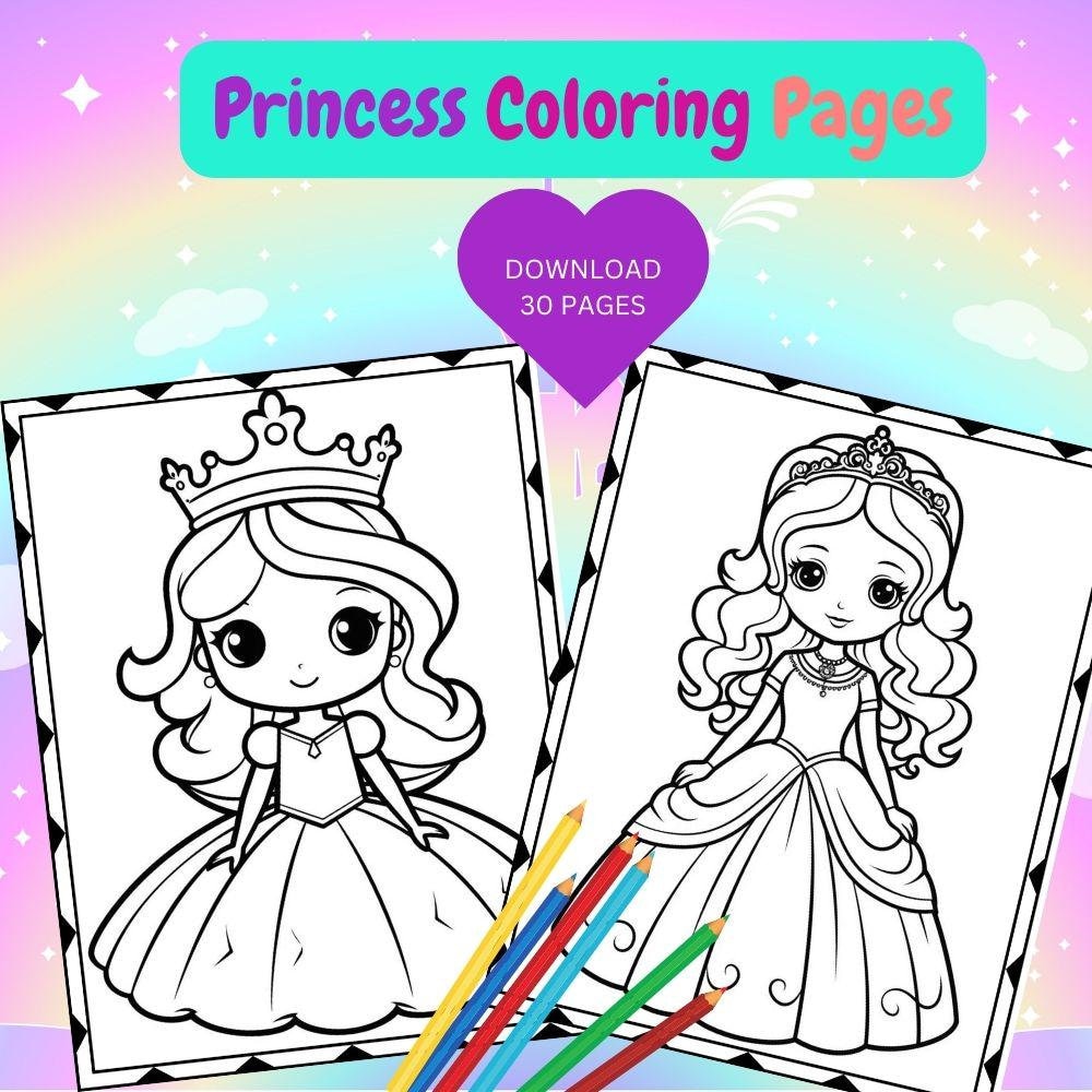 Princess Coloring Pages for Kids, 30 Coloring Pages, Princess Coloring ...