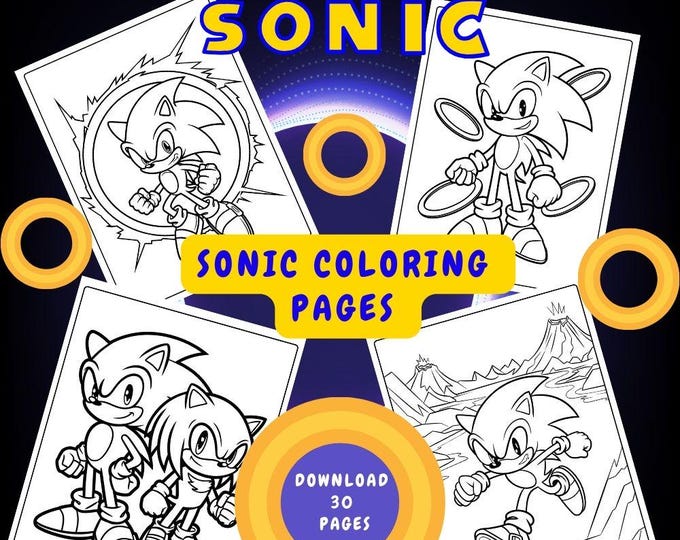 12 Page Sonic Coloring Book | Fun Coloring Pages for Kids | Digital ...