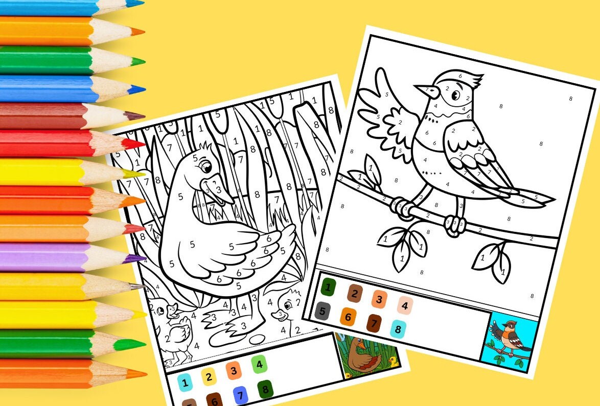 Coloring Pages by Number, 25 Digital Coloring Pages, Book for Kids ...
