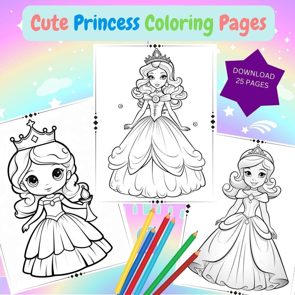 Princess Coloring Pages for Kids, 25 Coloring Pages, Princess Coloring ...