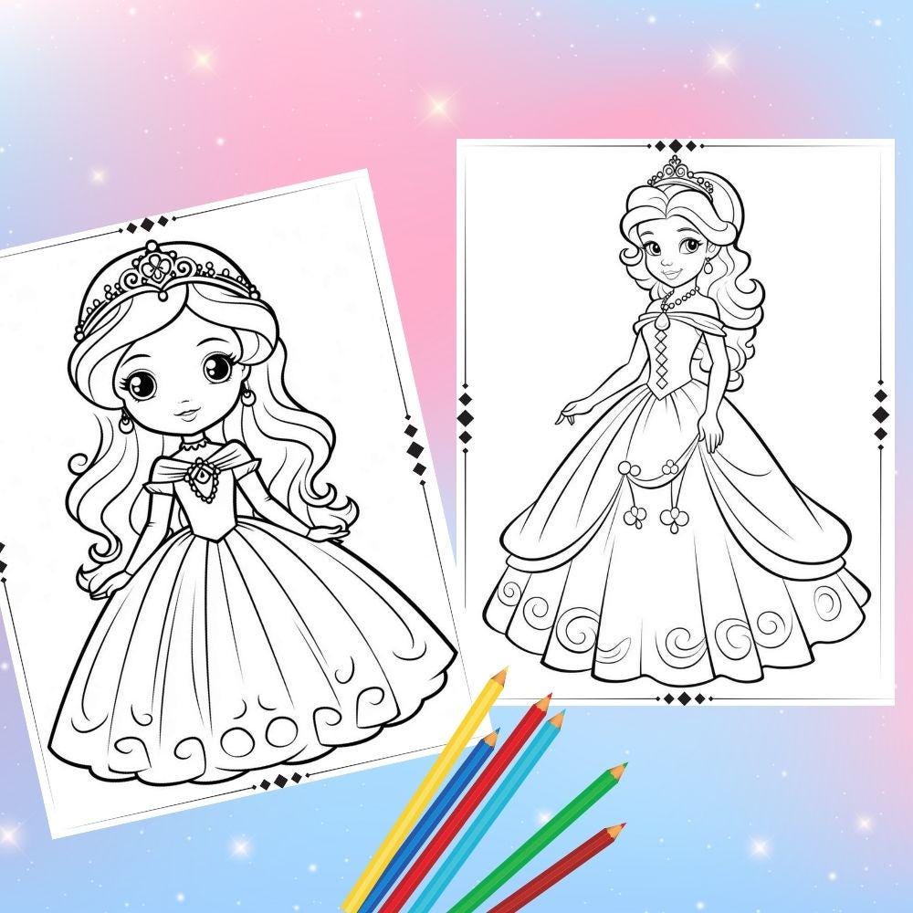 Princess Coloring Pages for Kids, 25 Coloring Pages, Princess Coloring ...