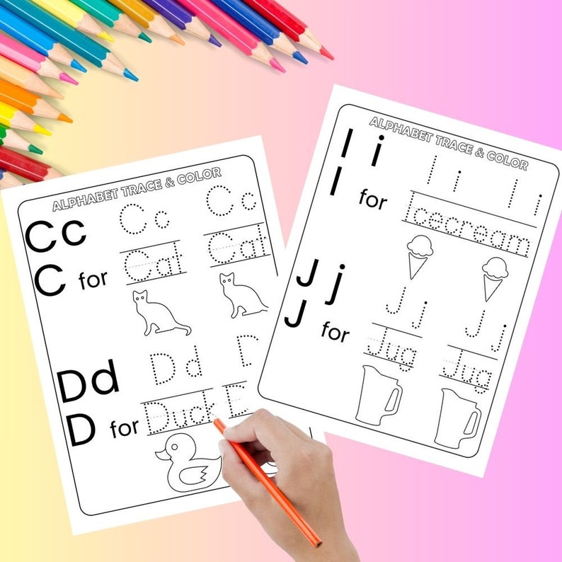 Alphabet Tracing & Color Worksheets, 13 Alphabet Worksheets, Toddler ...