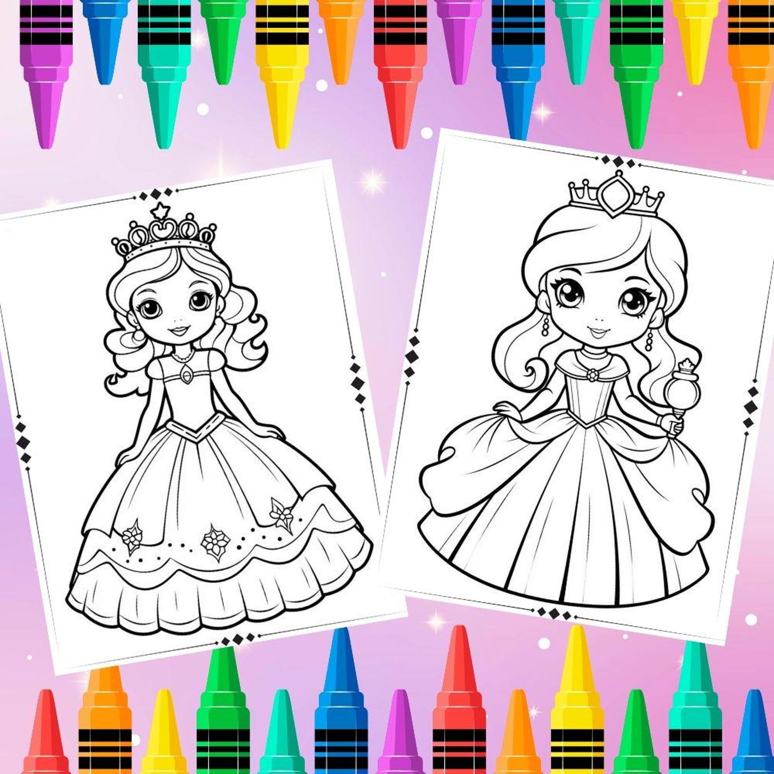 Princess Coloring Pages for Kids, 25 Coloring Pages, Princess Coloring ...