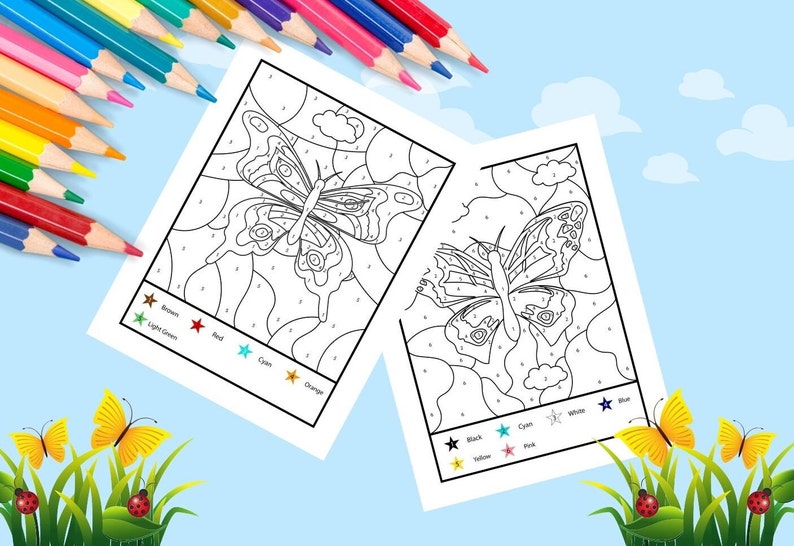 Butterfly Coloring Pages by Number, Color by Number Book, Printable ...