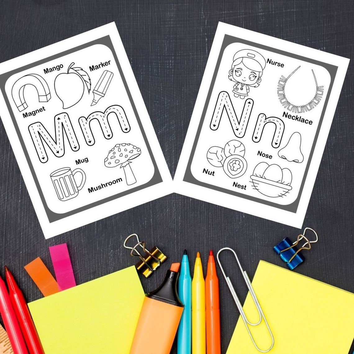 Coloring Alphabet Learning Kit, Educational ABC Worksheets, 26 Alphabet ...