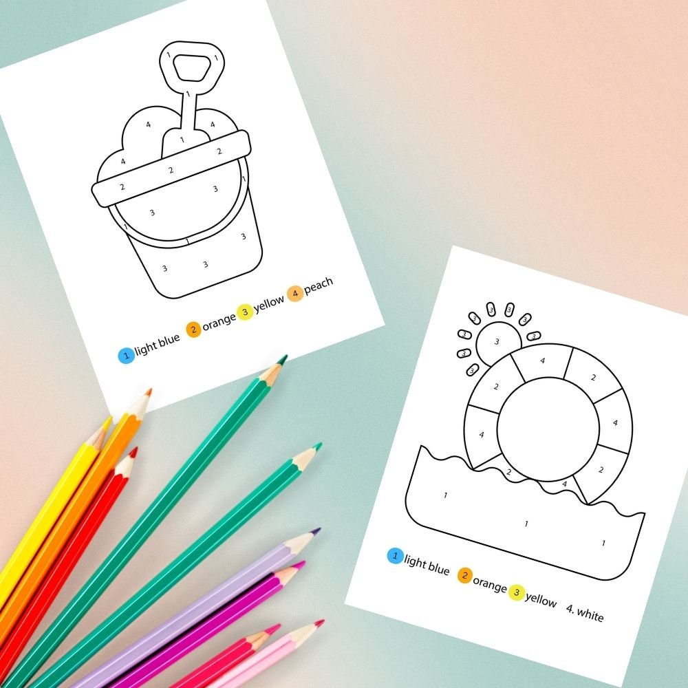 Summer Coloring Page by Number, 20 Printable Summer Coloring Pages for ...