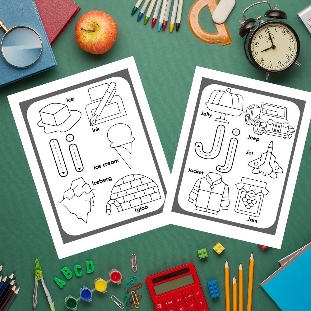 Coloring Alphabet Learning Kit, Educational ABC Worksheets, 26 Alphabet ...
