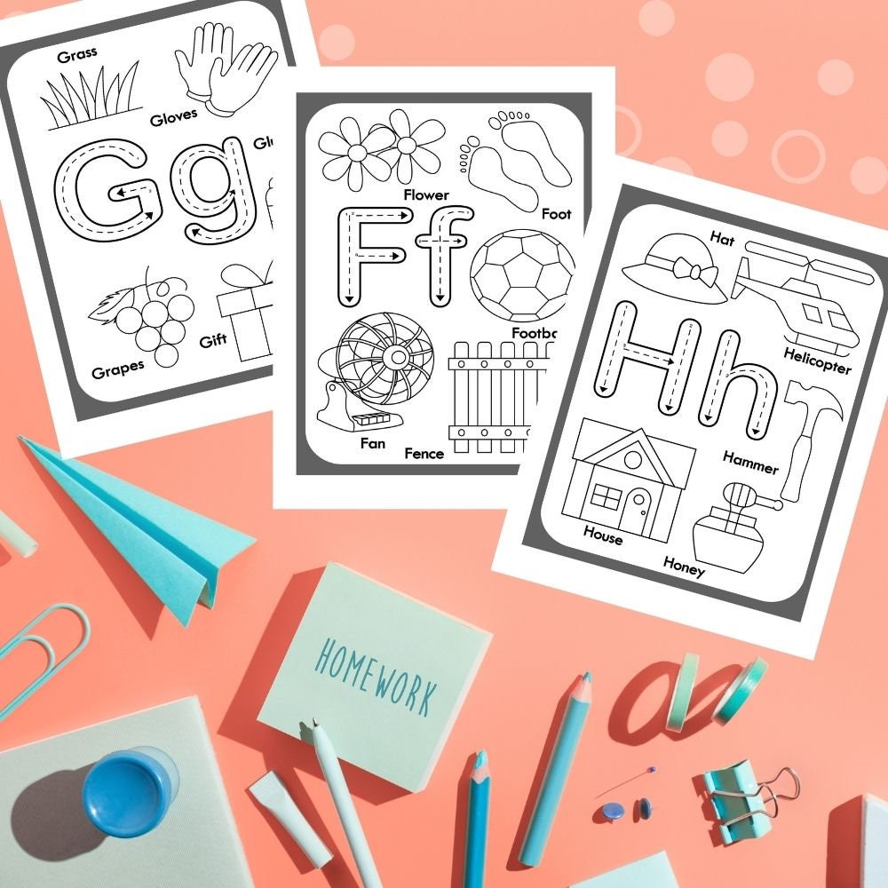 Coloring Alphabet Learning Kit, Educational ABC Worksheets, 26 Alphabet ...