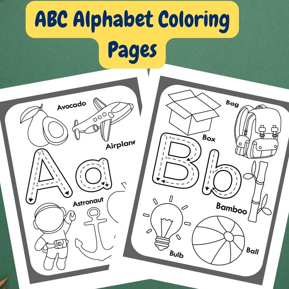 Coloring Alphabet Learning Kit, Educational ABC Worksheets, 26 Alphabet ...