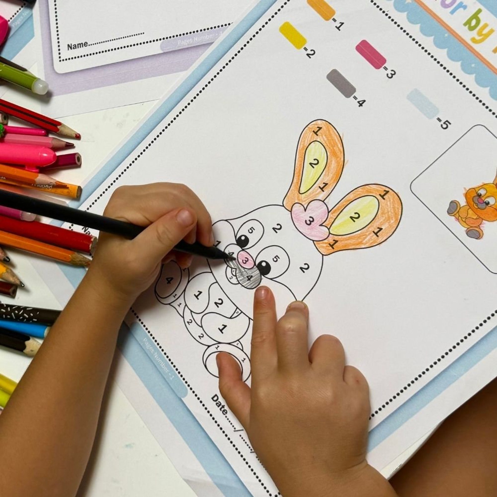 Coloring Pages by Number, 30 Cute Digital Coloring Pages, Printable ...