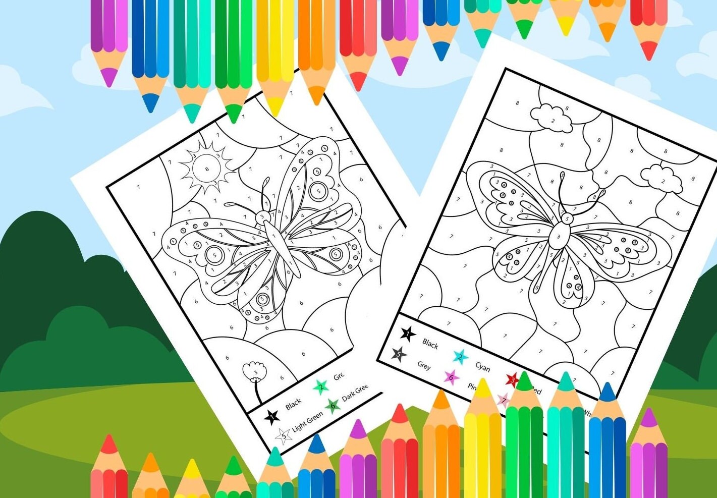 Butterfly Coloring Pages by Number, Color by Number Book, Printable ...