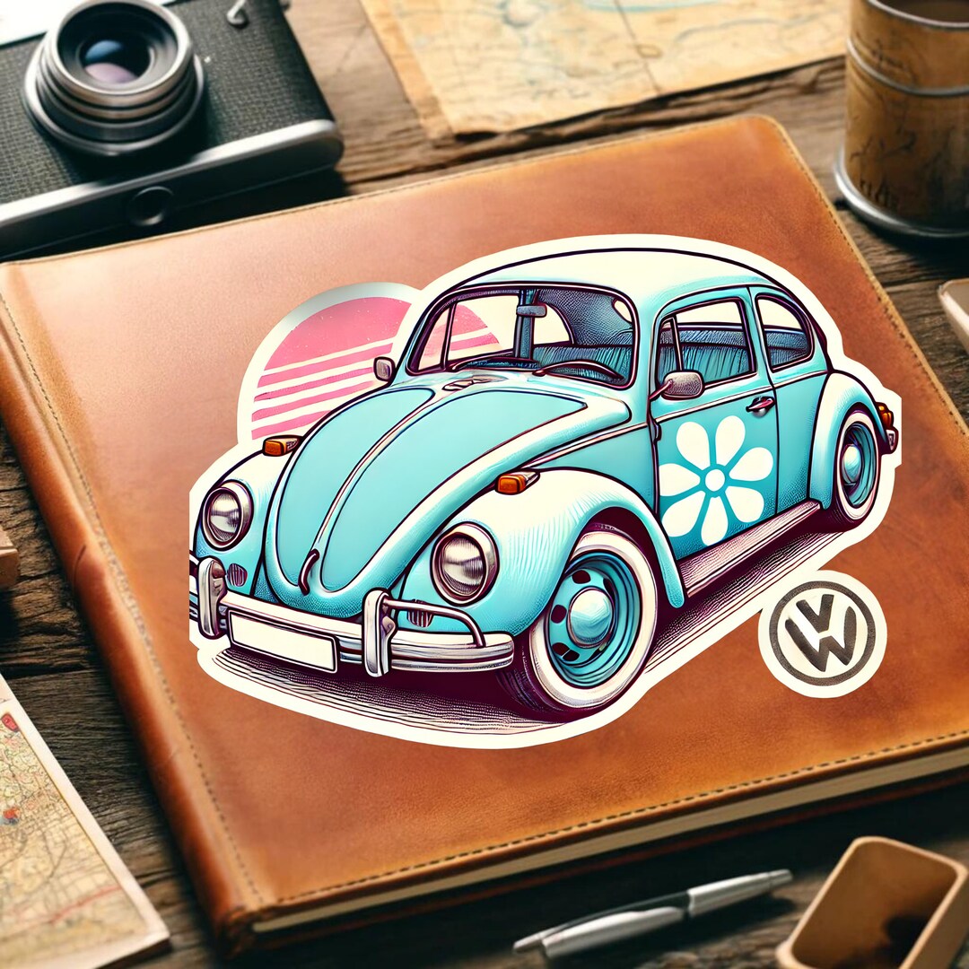 Classic Convertible VW Beetle Sticker Vintage Car Decor - Etsy