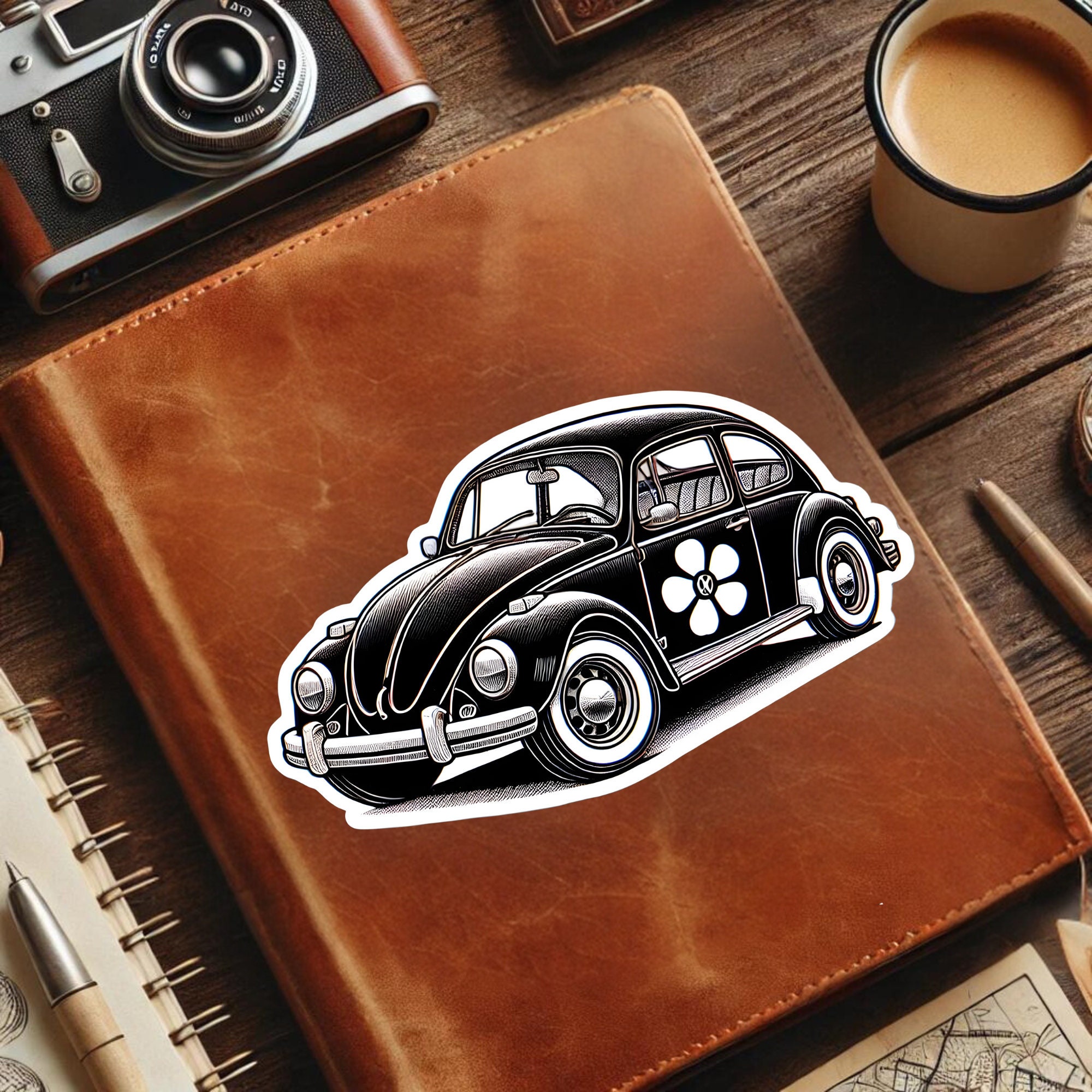 Classic Convertible VW Beetle Sticker Vintage Car Decor - Etsy
