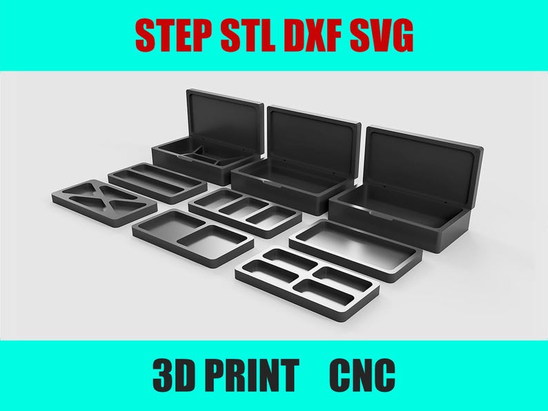 Modular Jewelry Box 3D Model: 3 Boxes, 6 Trays (STL File) - Etsy