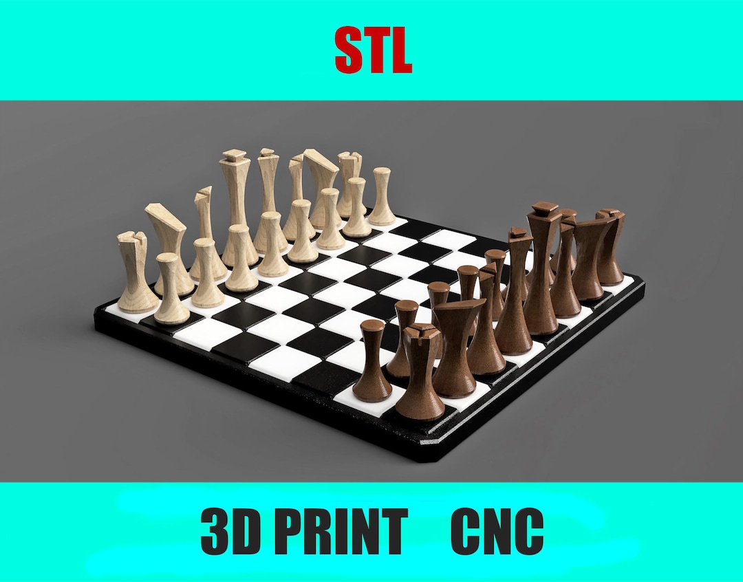 Chess Set With Modular Board STL for 3D Print and CNC - Etsy