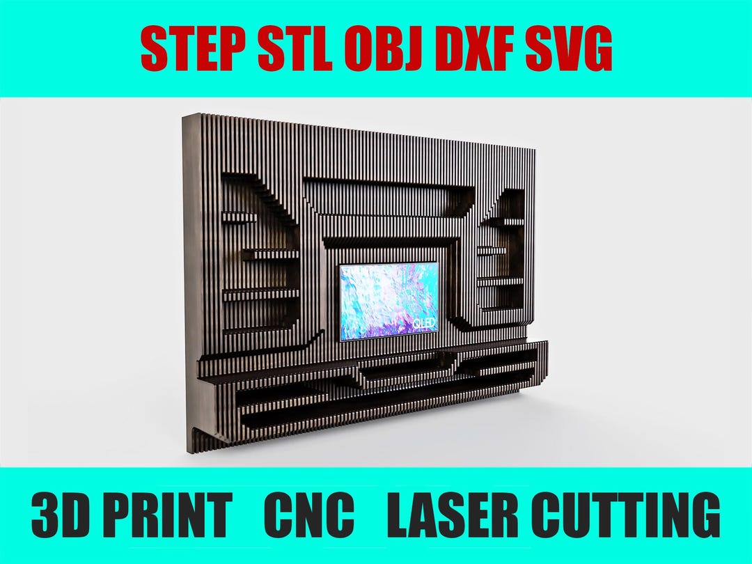3D Wall Furniture CNC Design | Modern TV Panel & Storage | Parametric ...