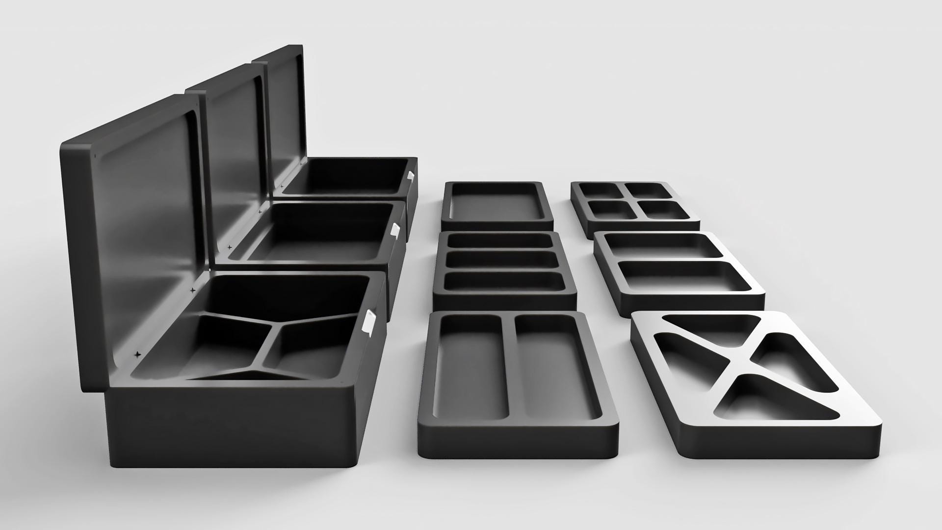 3D Model of Jewelry Box Set – 3 Main Boxes With 6 Interchangeable Trays ...