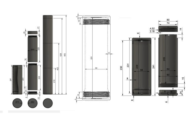 Modular Tube With Lid, Custom Length, 3D Print STL File - Etsy