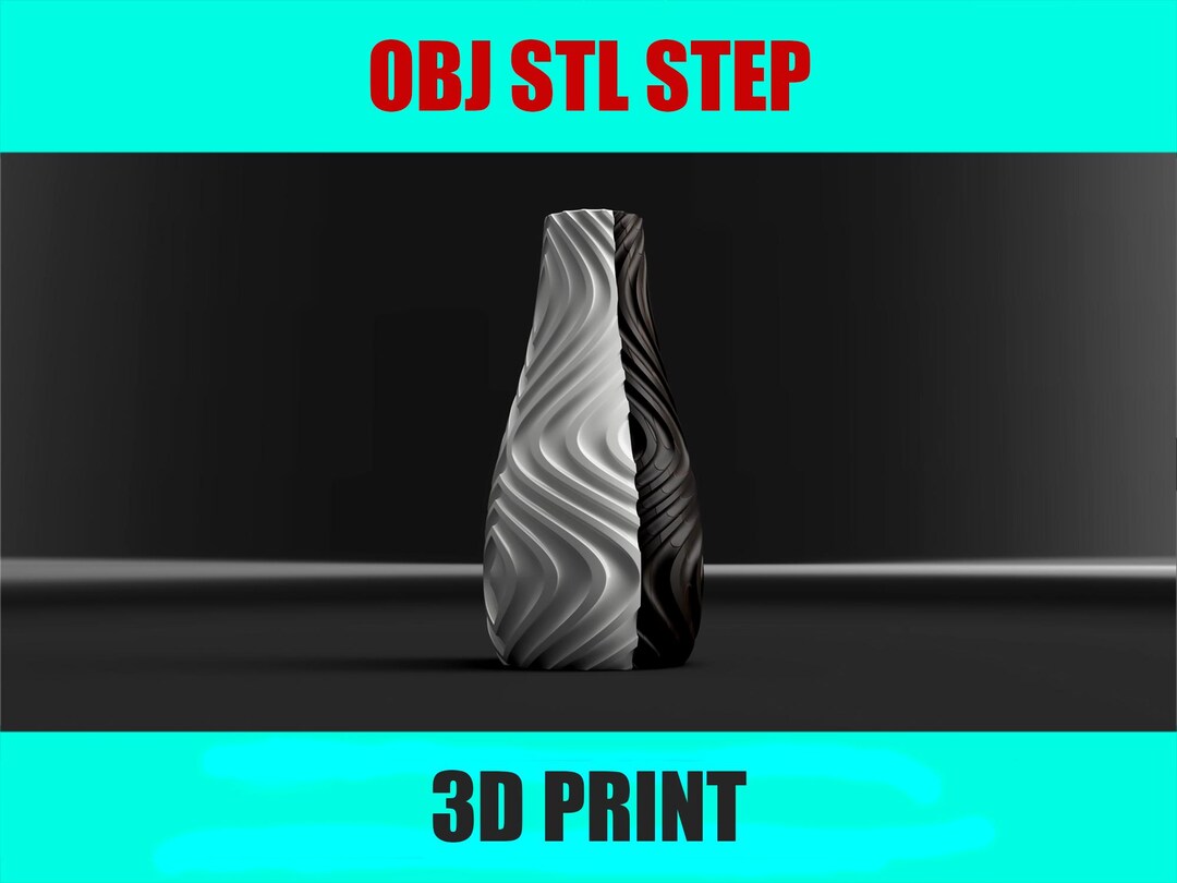 Monochrome Swirl Vase 3D Model: Black & White Wave (STL File) - Etsy