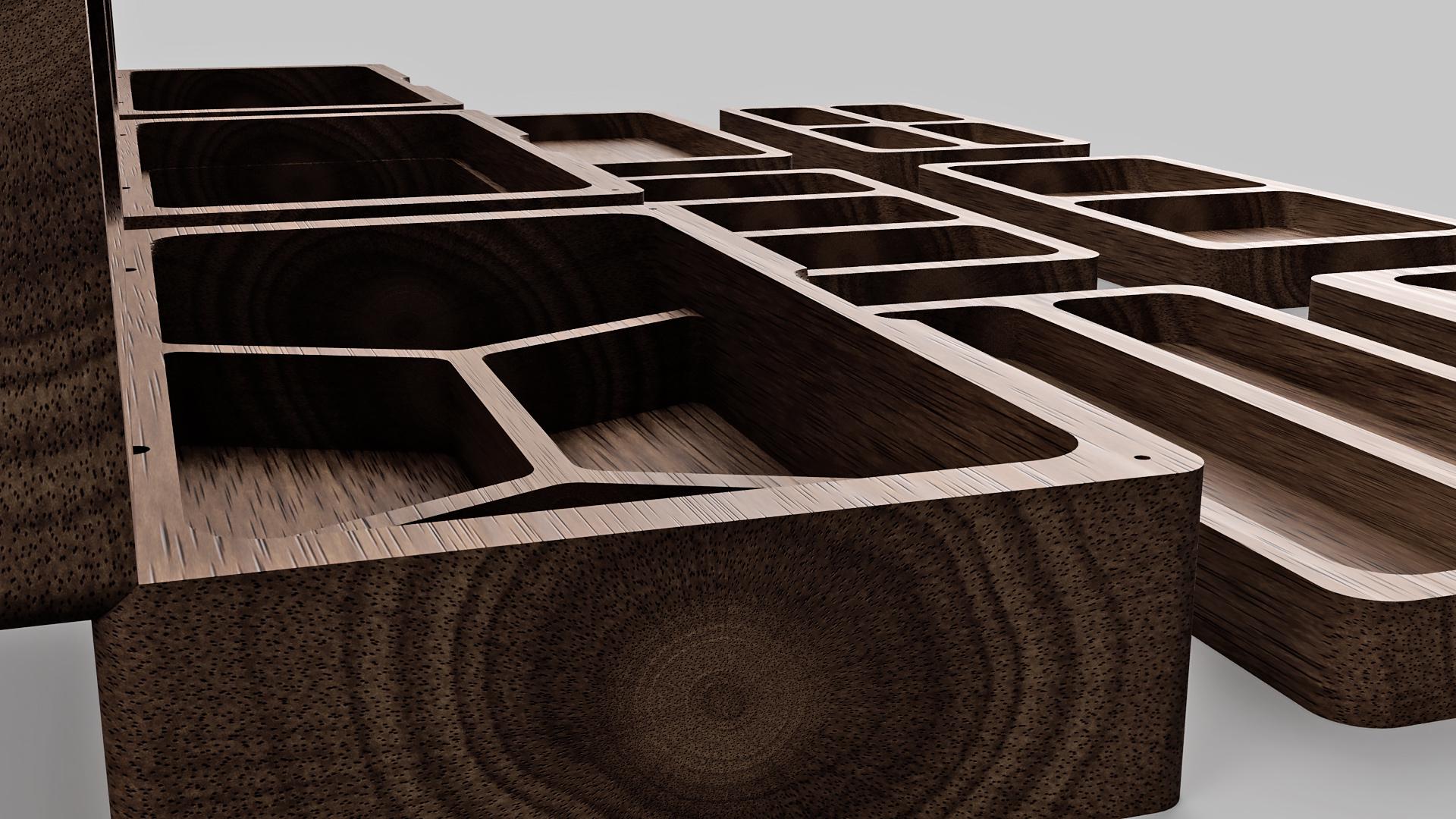 3D Model of Jewelry Box Set – 3 Main Boxes With 6 Interchangeable Trays ...