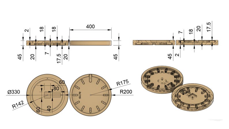 3D Clock Model for CNC or 3D Printing | Custom Wooden Clock Design ...