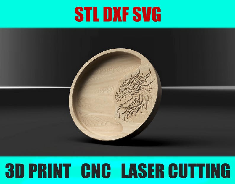 Dragon Snack Tray | 3D Model STL DXF SVG for Cnc 3D Print & Laser ...