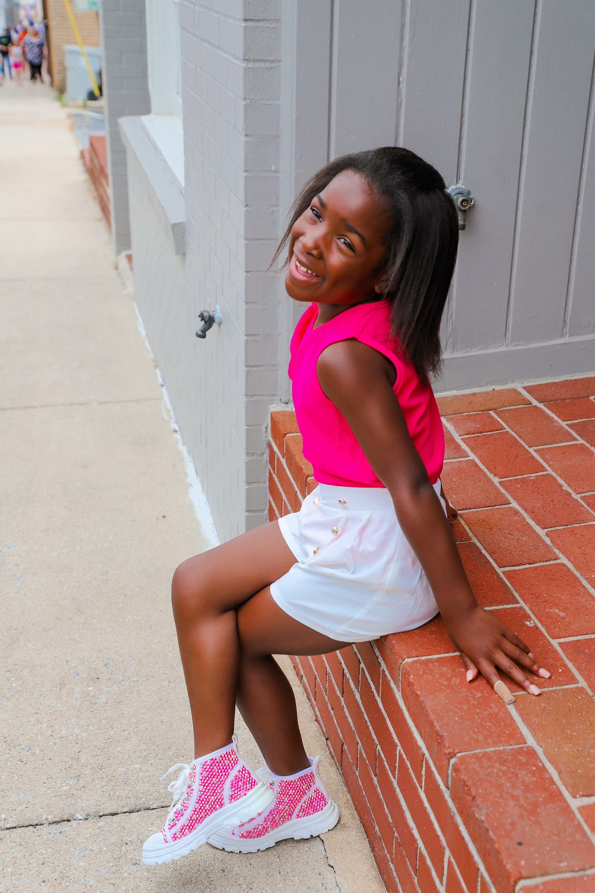 Pink AB Glass Rhinestone High Top Sneakers Size 1 US - 32 EU - Etsy