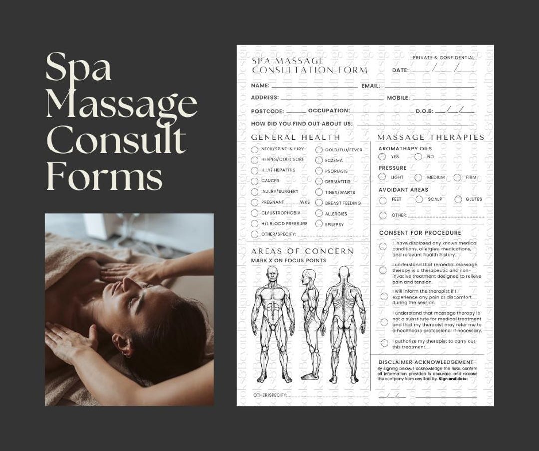 Spa Massage Consultation Form Digital Download Client Intake Form ...