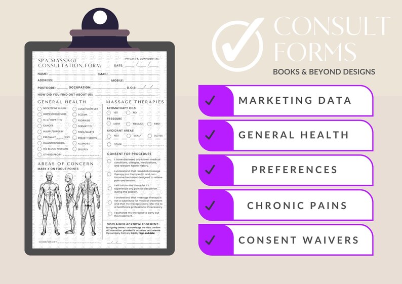 Spa Massage Consultation Form Digital Download Client Intake Form ...
