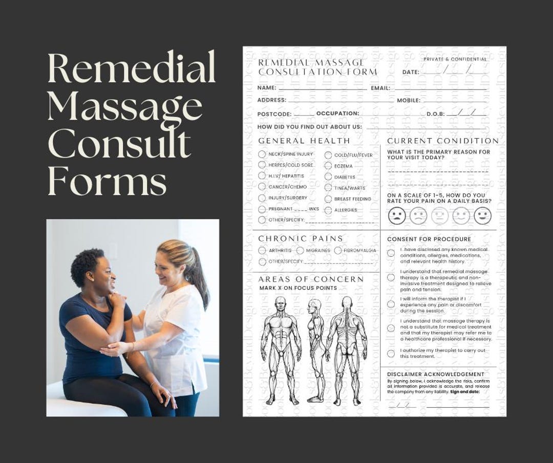 Remedial Massage Consultation Form Digital Download Client Intake Form ...
