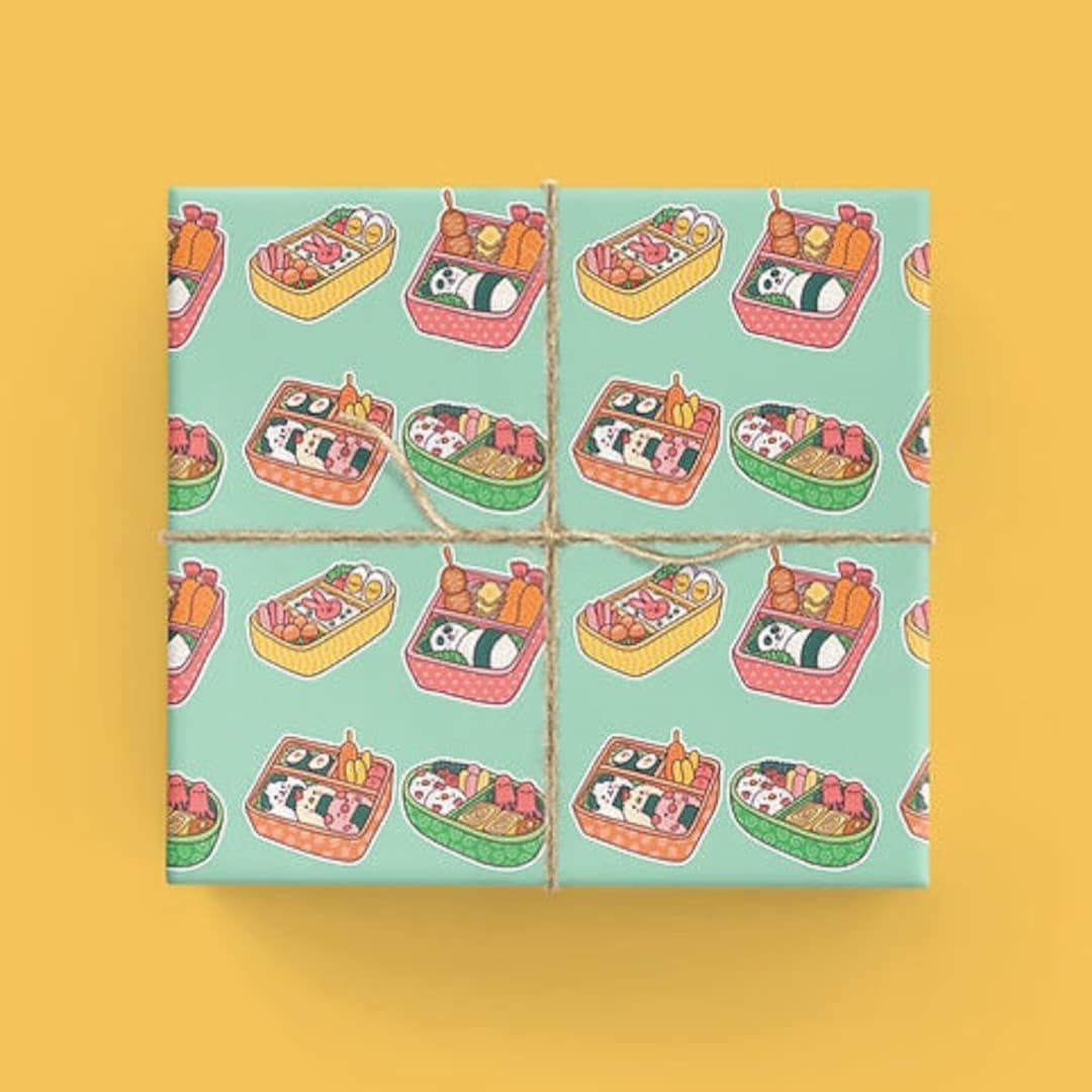 Japanese Bento Box, Kawaii Wrapping Paper Sheet- Individual Sheets of ...