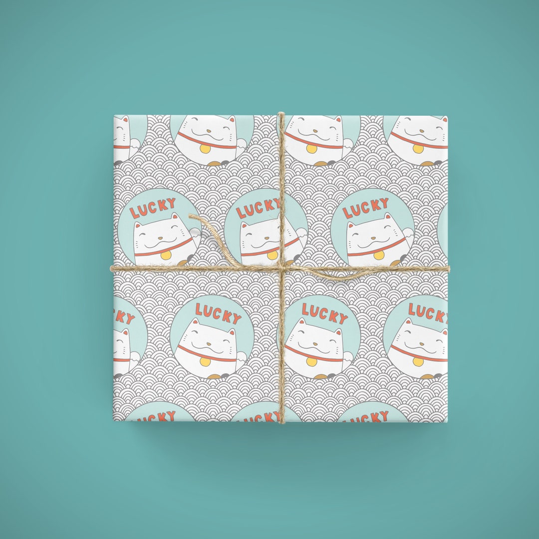 Maneki Neko / Lucky Cat Gift Wrap Kawaii Wrapping Paper With Optional ...