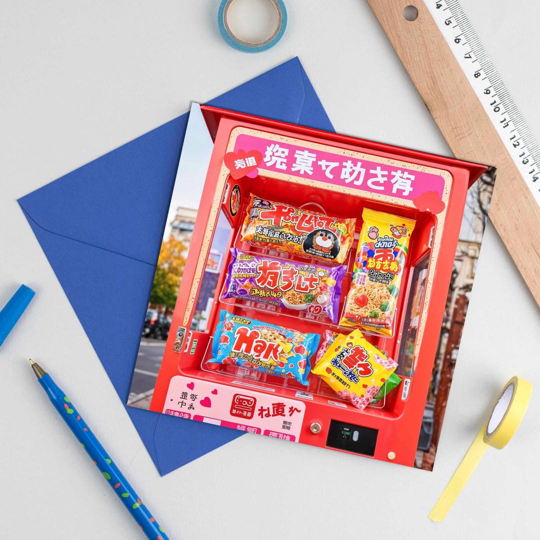Kawaii Japanese Vending Machine Card: Colorful Anime Snacks - Etsy