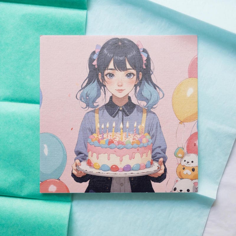 Anime Girls Birthday Card - Etsy UK