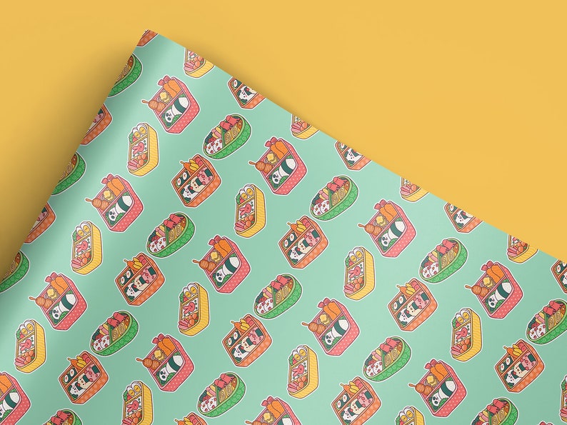 Japanese Bento Box, Kawaii Wrapping Paper Sheet Individual Sheets of ...