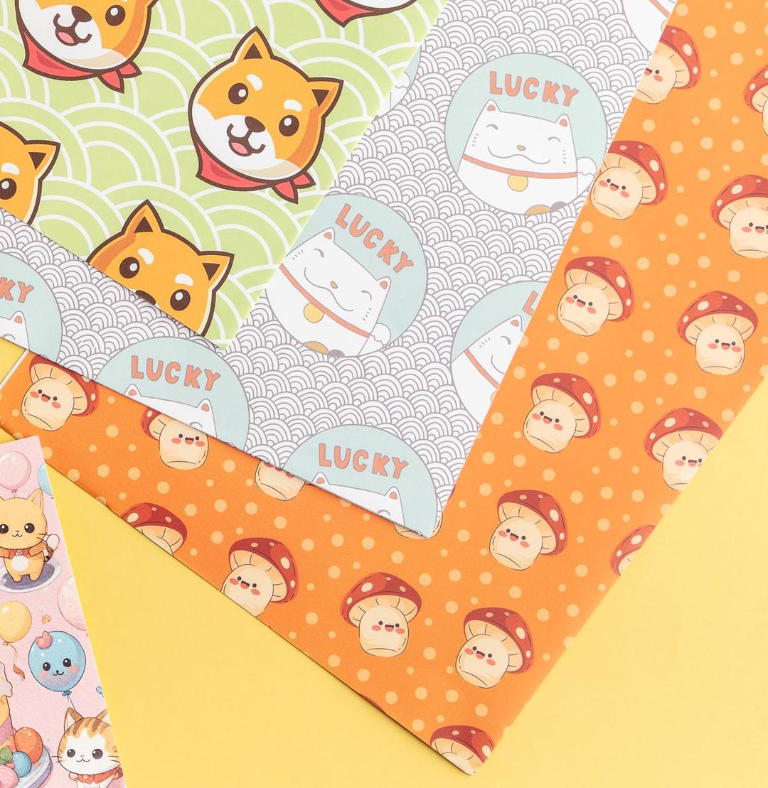 Kawaii Cute Mushroom Wrapping Paper Sheets of Kawaii Gift Wrap 50cm X ...