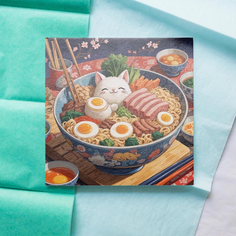 Kawaii Kitten Ramen Greeting Card: Kawaii Anime Style (blank, 148mm) - Etsy
