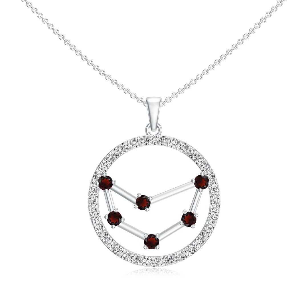 Red Garnet Zodiac Constellation Pendant, Capricorn Sign Garnet ...