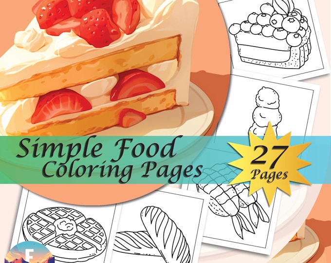 Simple Food Bold and Easy Coloring Pages-simple and Cute Designs Adult ...