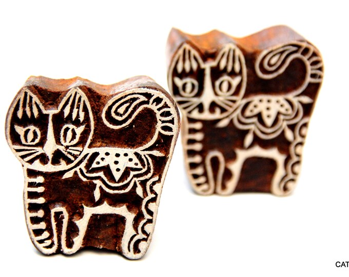 Cat Wood Block Print Stamp, 1 Pc., Textile Block Printing, Card Making ...