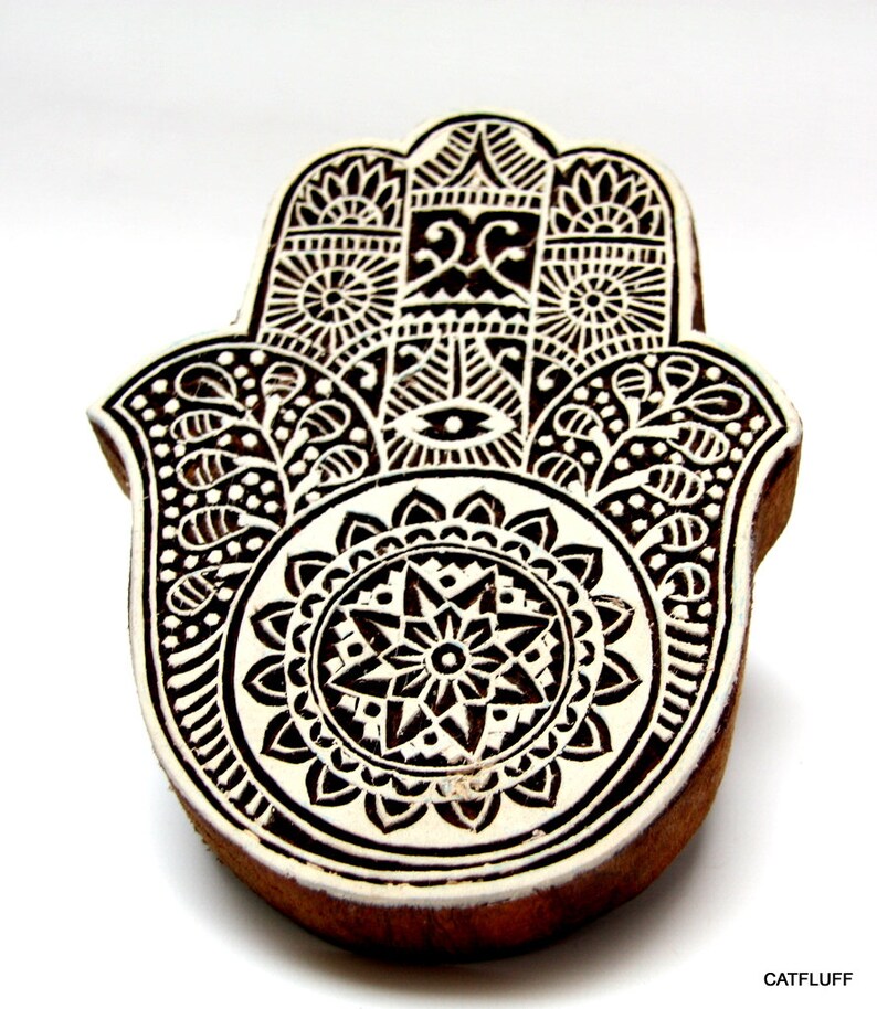 Hamsa Khamsa Hand of Fatima Indian Wood Block Print Stamp - Etsy
