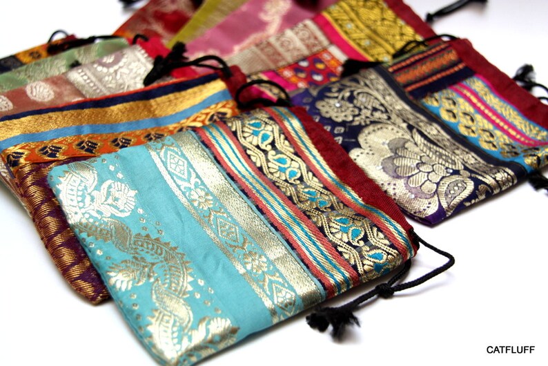 Jewelry Bags Indian Sari Pouches Saree Border Gift Bags 50 - Etsy UK