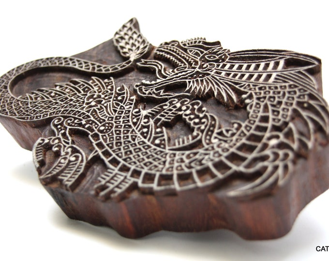 Dragon, Block Printing Stamp, Indian Wood Block Textile Stamp, Hand ...