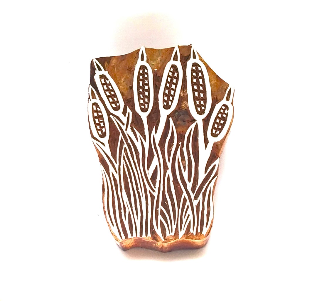 Cattails Wood Block Printing Border Stamp, Textile or Pottery Printing ...