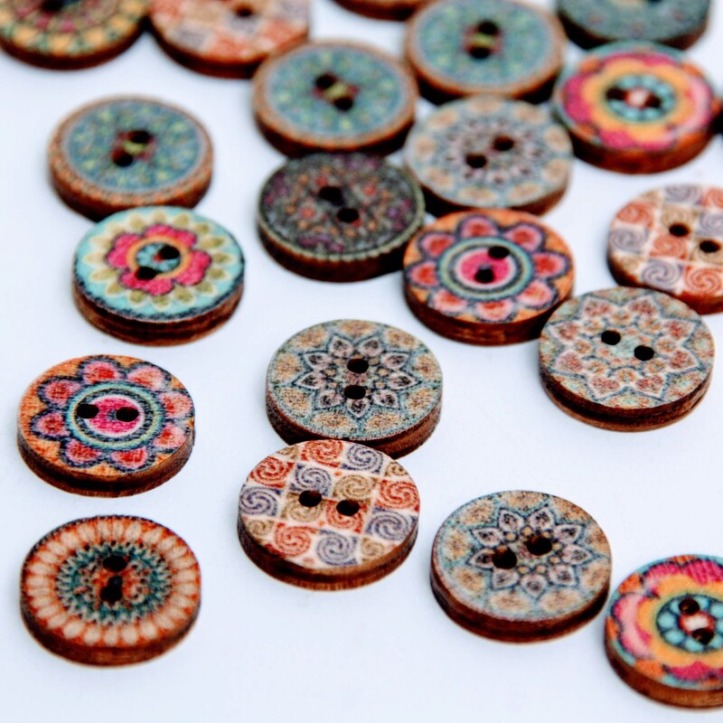 Round Wooden Buttons - Etsy