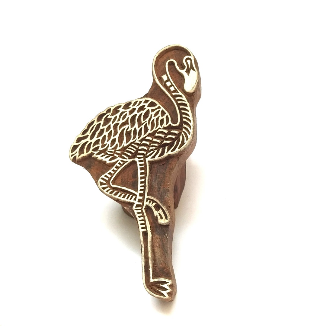 Flamingo Wood Block Print Stamp, Indian Textile Block Printing, Card ...