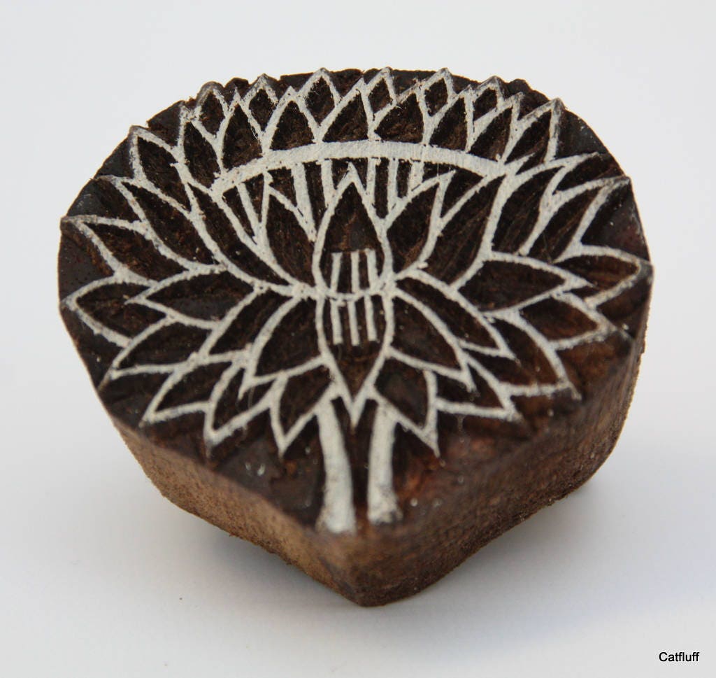 Lotus Flower Indian Wood Block Printing Stamp 1 Pc. Textile | Etsy