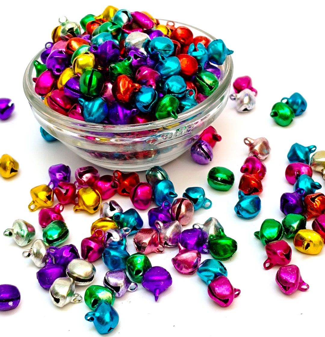 Multi Colored Jingle Bells, Small Metal Chimes, Rainbow Christmas Bells ...