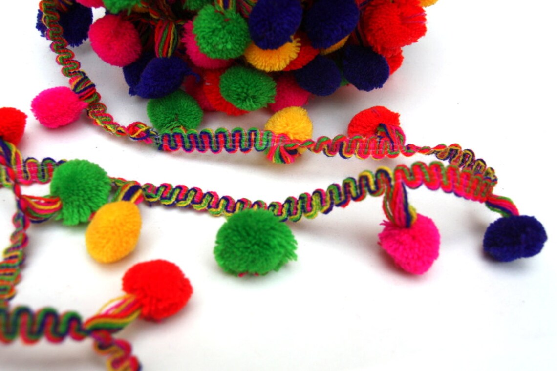 Multi Color Pompom Lace Pom Pom Trim Fringe Pom Pom Trim - Etsy