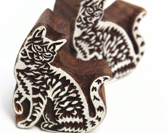 Cat Wood Block Print Stamp 1 Pc. Textile Block Printing | Etsy